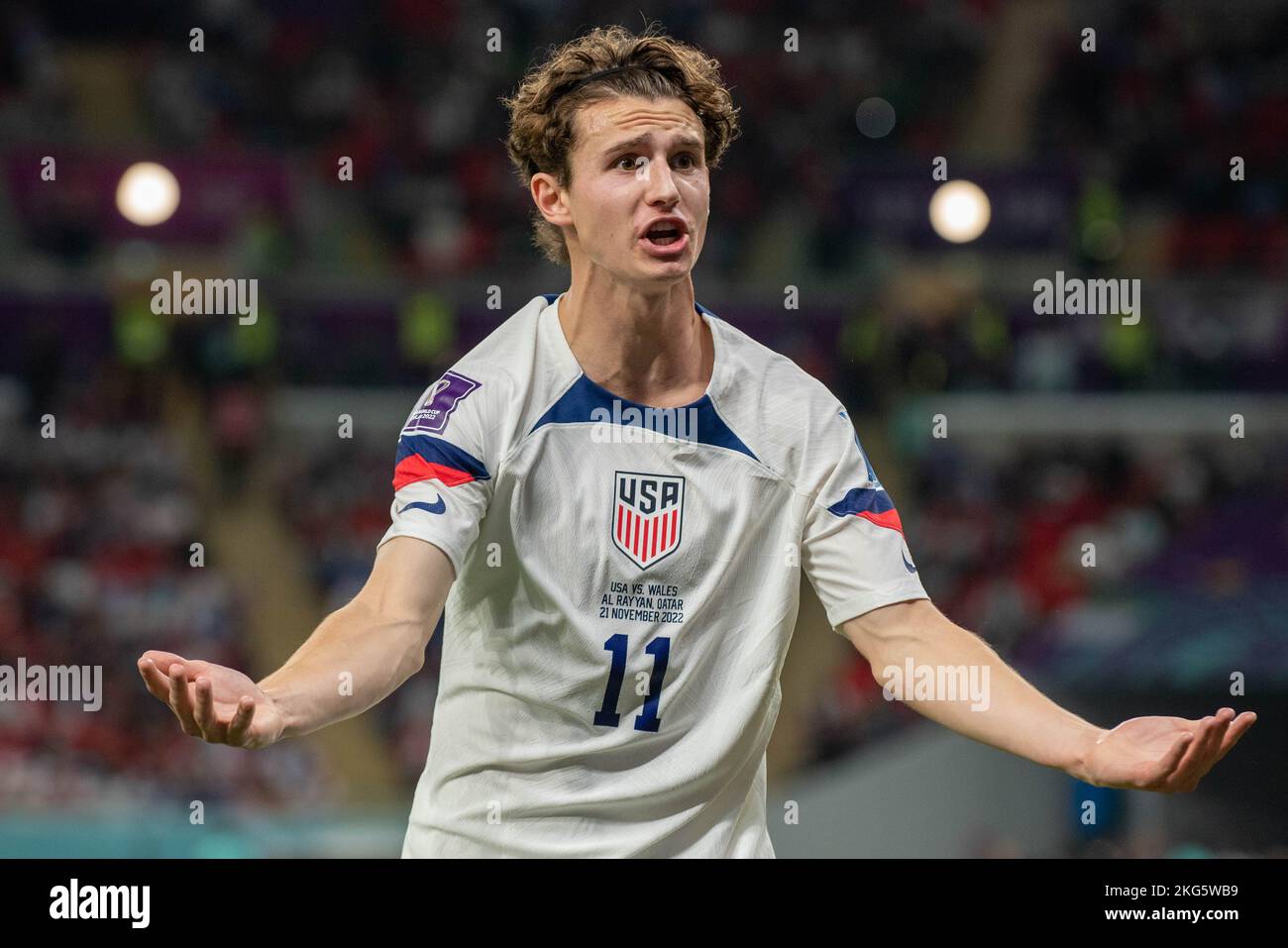 Brenden AARONSON of USA reacts during the FIFA World Cup Qatar 2022 ...