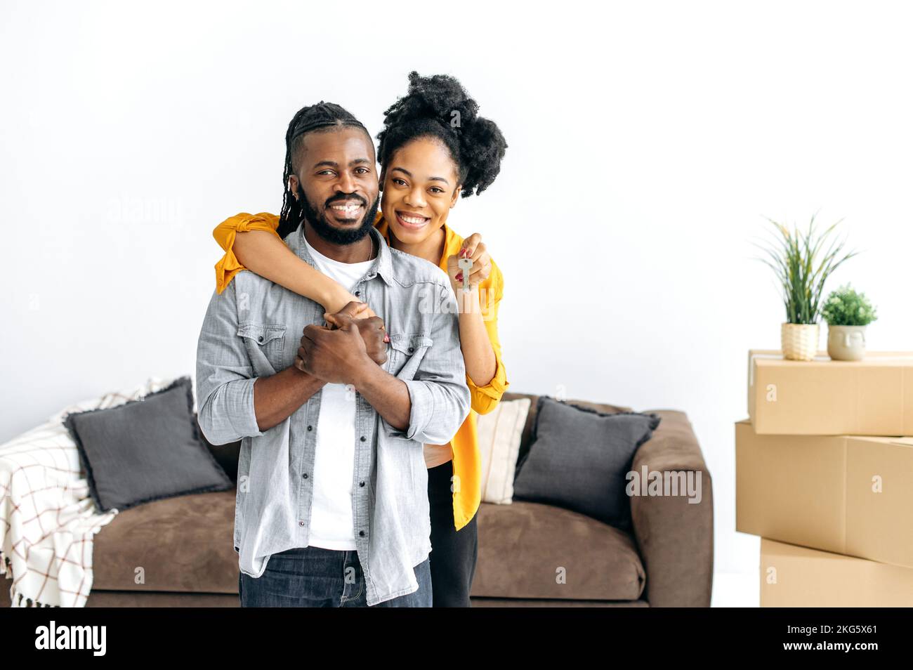 Buying a property. Excited african american woman with dreadlocks ...