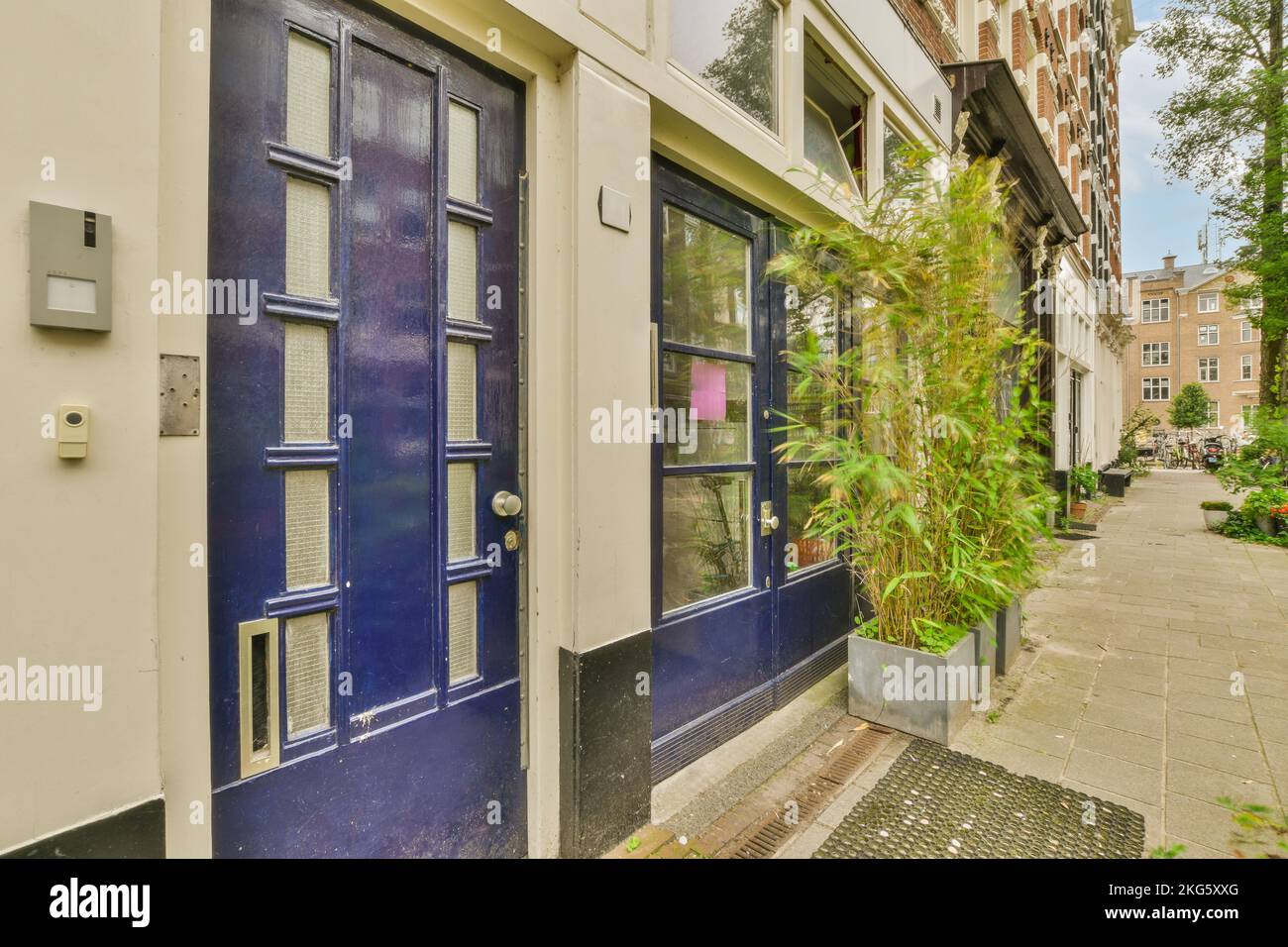 View of street near building with beauty of vegetation outside Stock ...