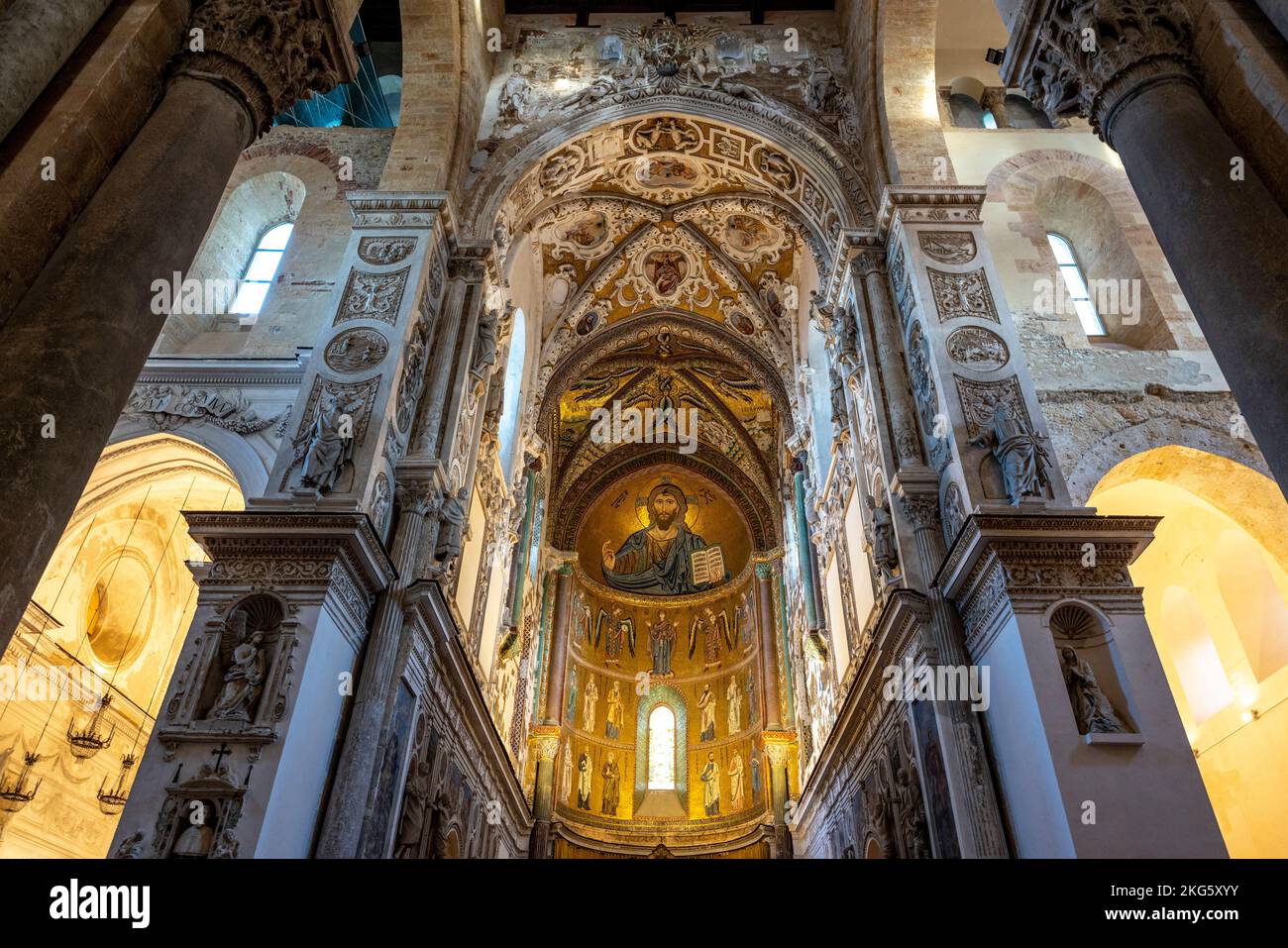 The Interior Of The Cathedral of Cefalu, Cefalu, Sicily, Italy Stock ...