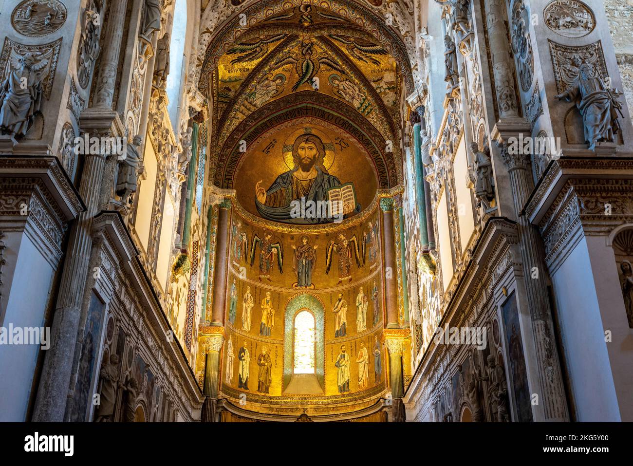 The Interior Of The Cathedral of Cefalu, Cefalu, Sicily, Italy Stock ...