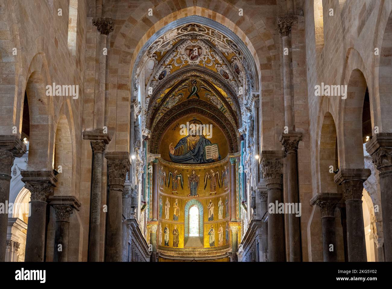 The Interior Of The Cathedral of Cefalu, Cefalu, Sicily, Italy Stock ...