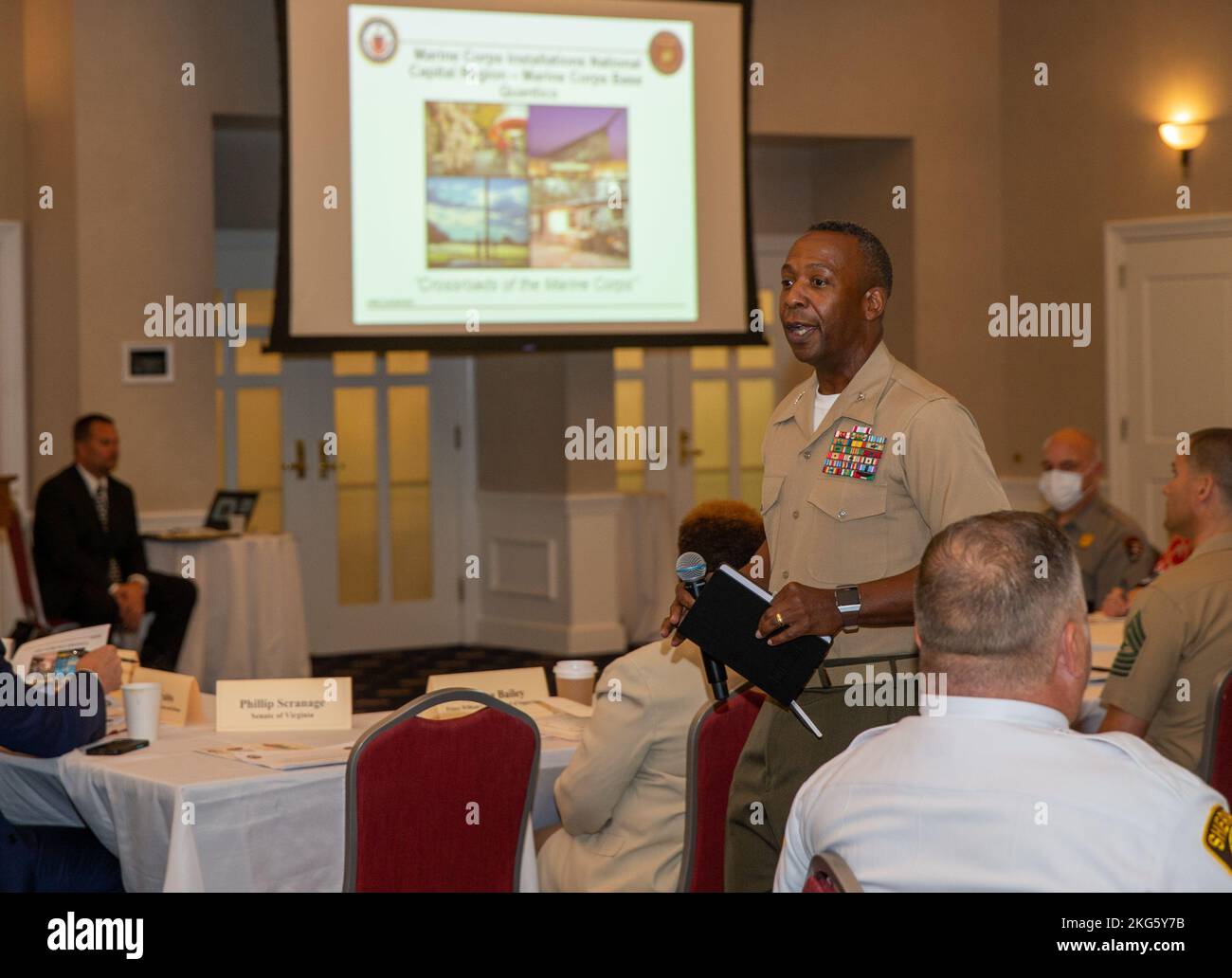 U.S. Marine Corps Col. Michael L. Brooks, base commander, Marine Corps ...