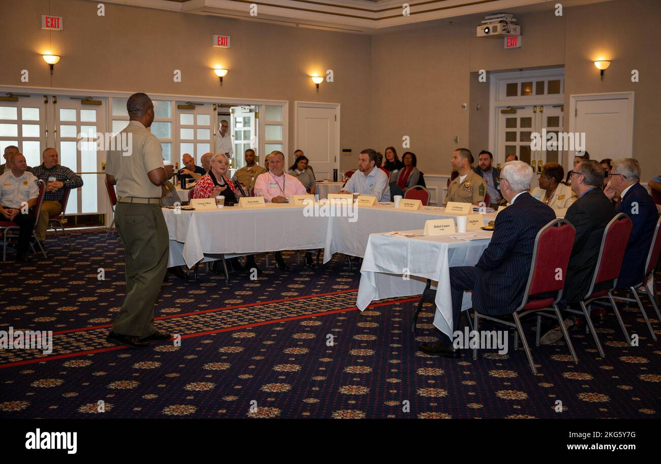 U.S. Marine Corps Col. Michael L. Brooks, base commander, Marine Corps ...