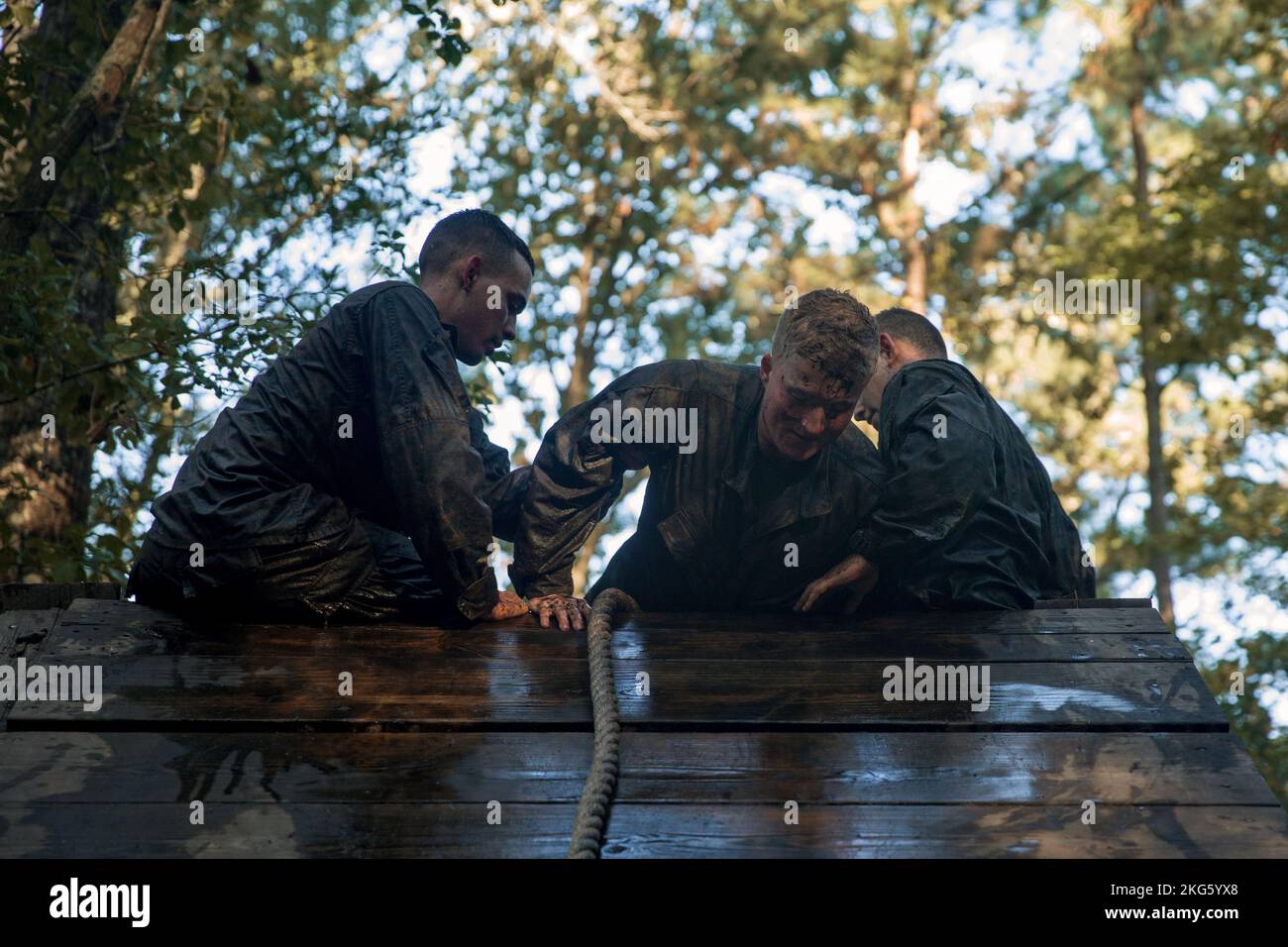 U.S. Marine Corps Pfc. Angel Carrion, left, and Pfc. James Barrera ...