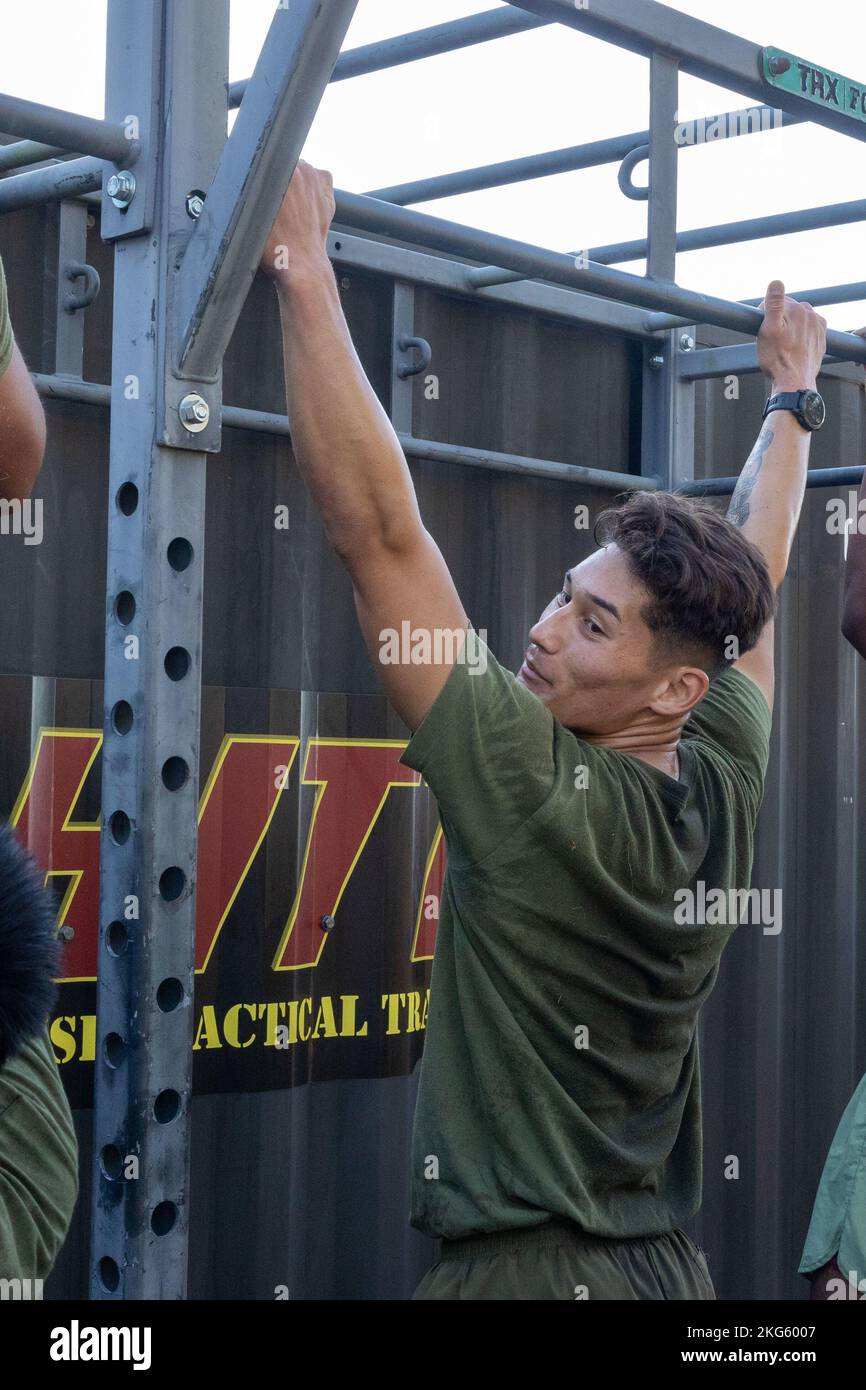 U.S Marine conducts physical training during the 26th MEU’s unit ...