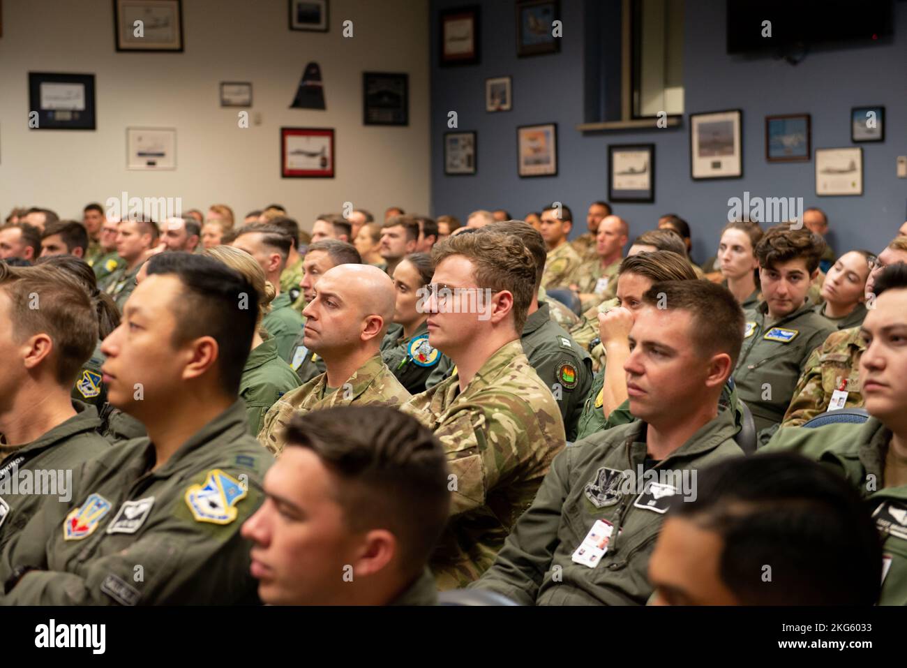 Exercise participants attend a Red Flag-Alaska 23-1 welcome briefing at ...