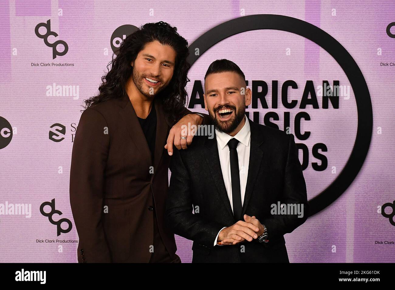 Dan Smyers and Shay Mooney of Dan Shay attend the 2022 American Music ...