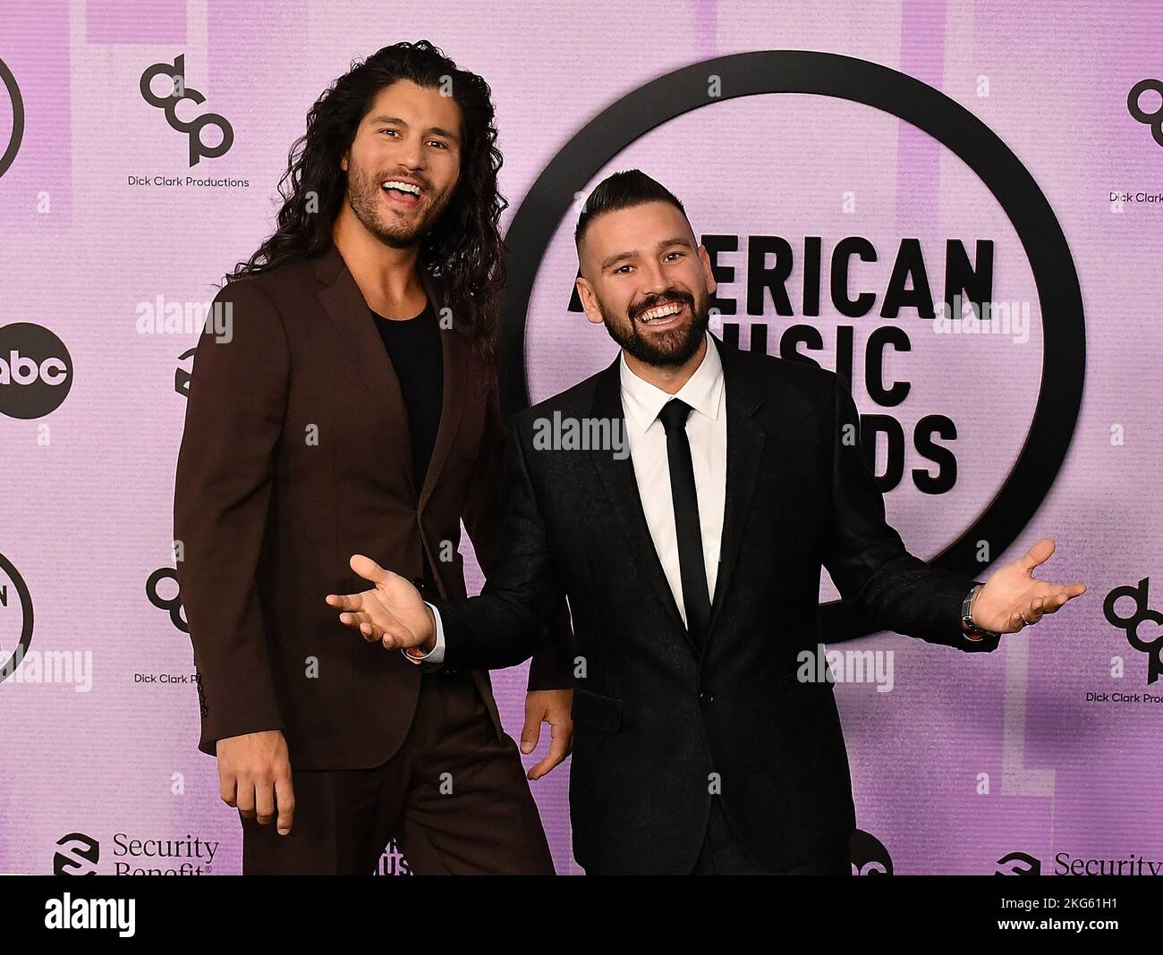 Dan Smyers and Shay Mooney of Dan Shay attend the 2022 American Music ...