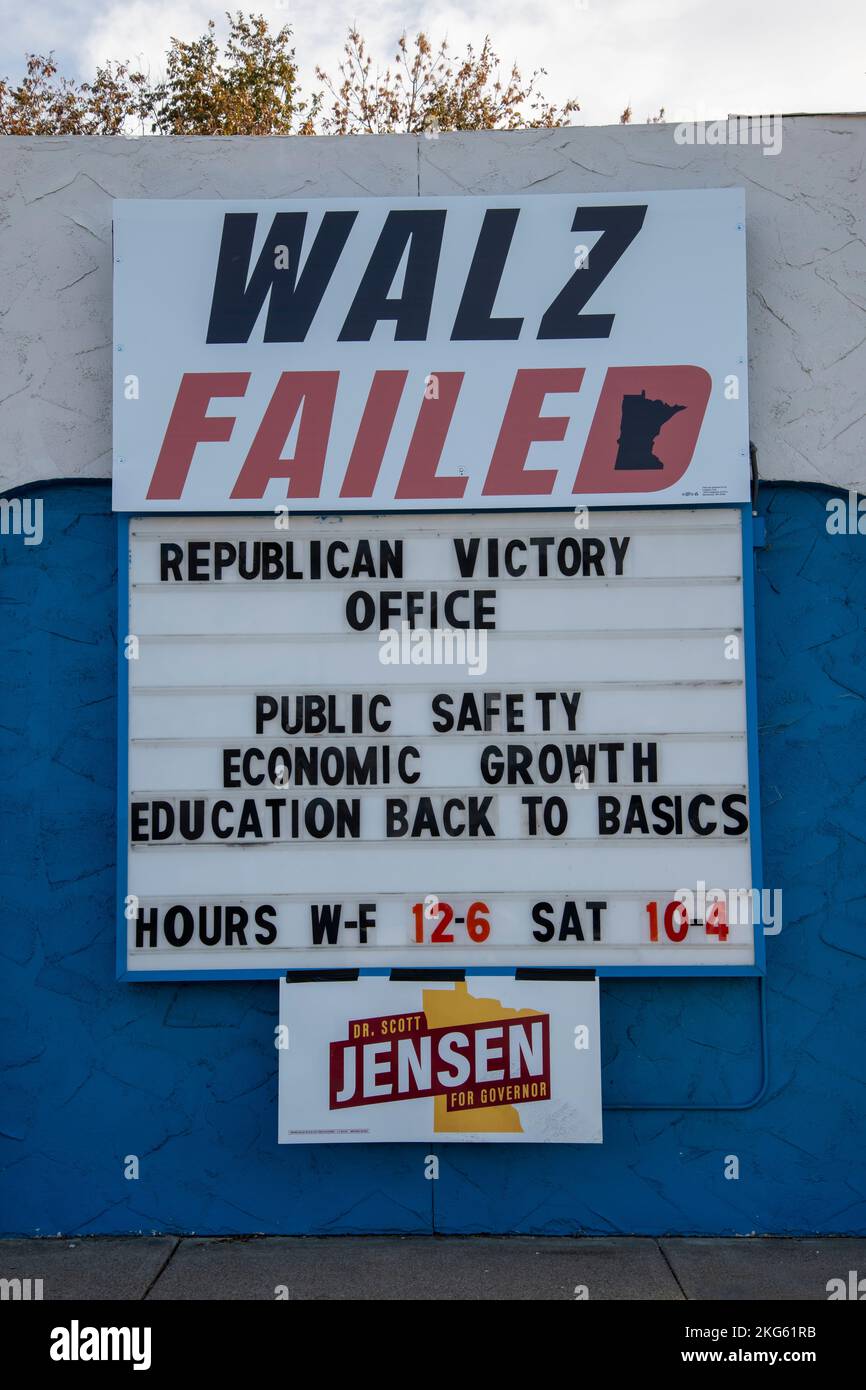 Red Wing, Minnesota. Sign on the side of the Republican victory office ...