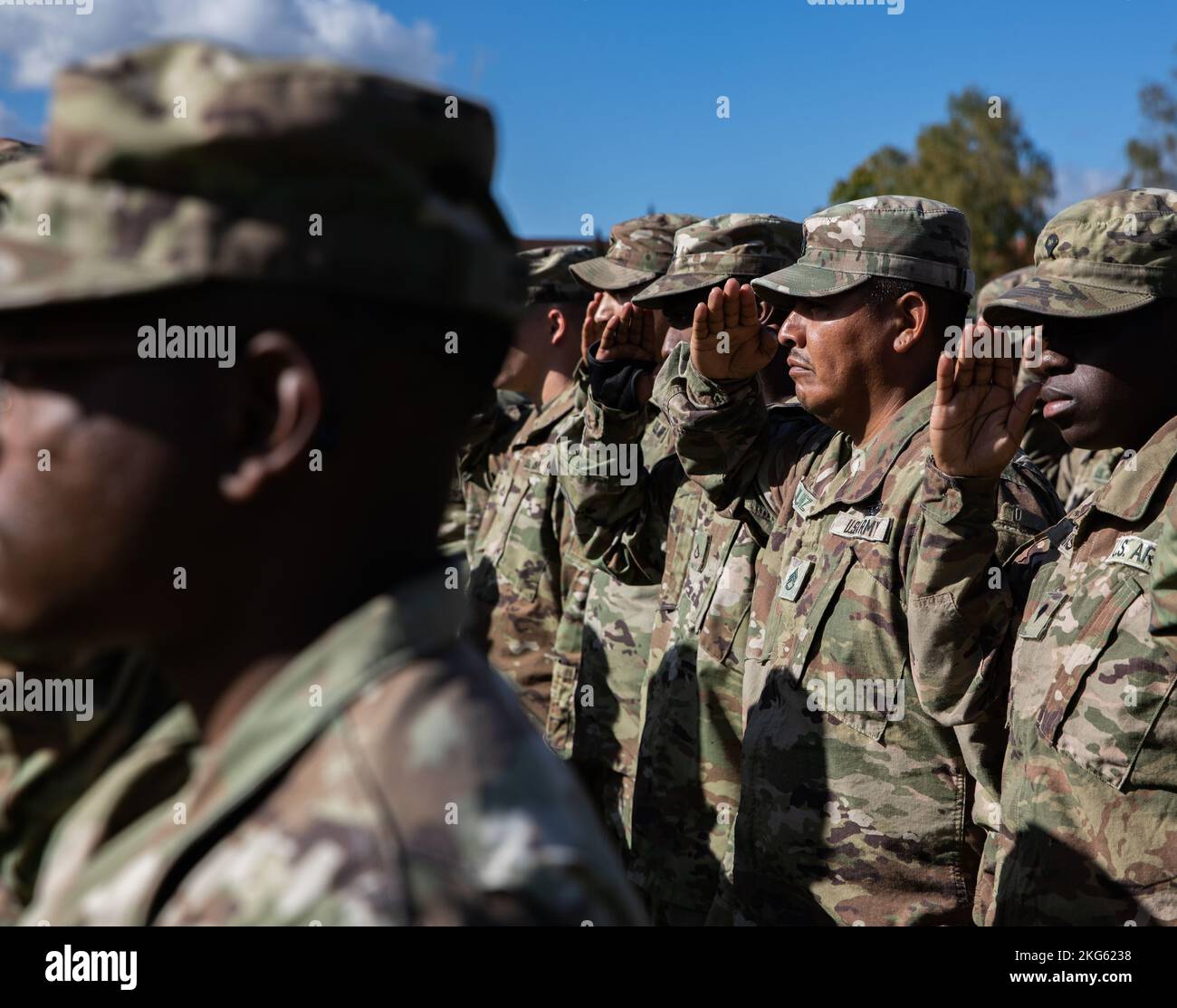 U.S. Soldiers of the 101st Airborne Division Sustainment Brigade salute ...