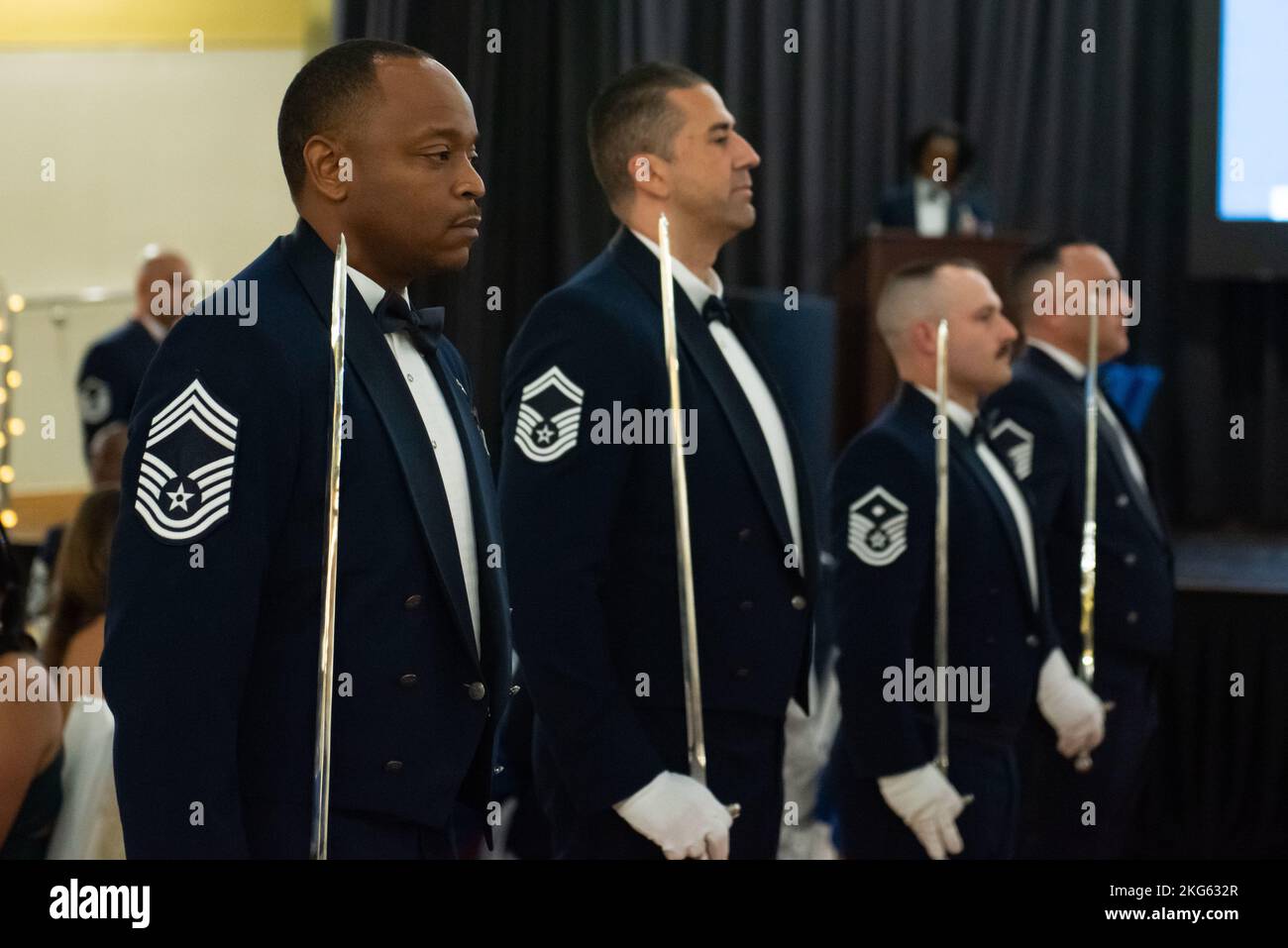 U.S. Air Force Airmen assigned to the 51st Fighter Wing stand at ...