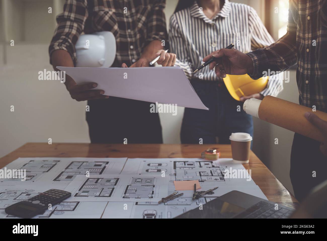 Professional architect designer structural engineer team colleagues ...