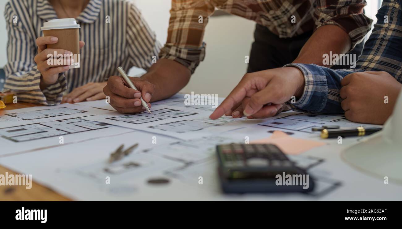 Professional architect designer structural engineer team colleagues ...