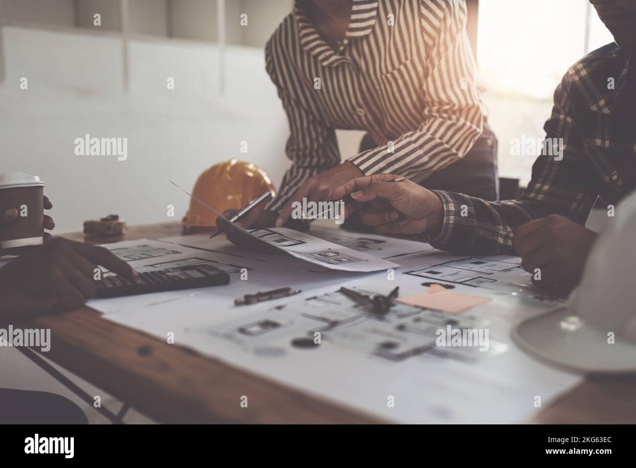 Professional architect designer structural engineer team colleagues ...