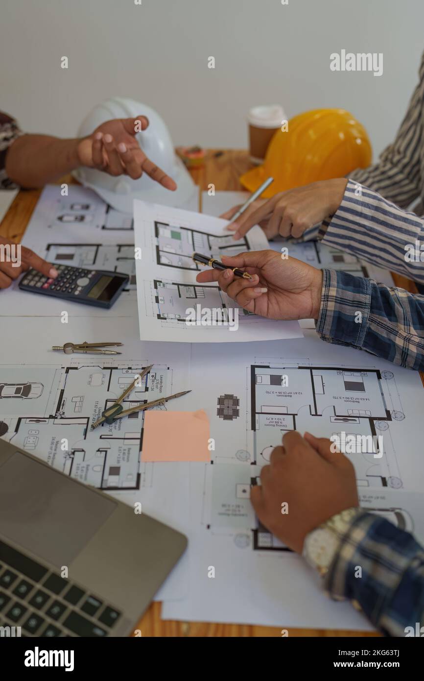 Professional architect designer structural engineer team colleagues ...