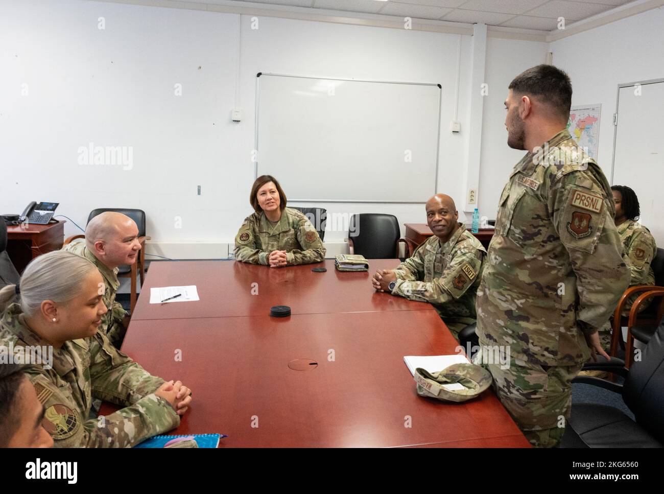 Chief Master Sergeant of the Air Force JoAnne S. Bass speaks with Det 1 ...