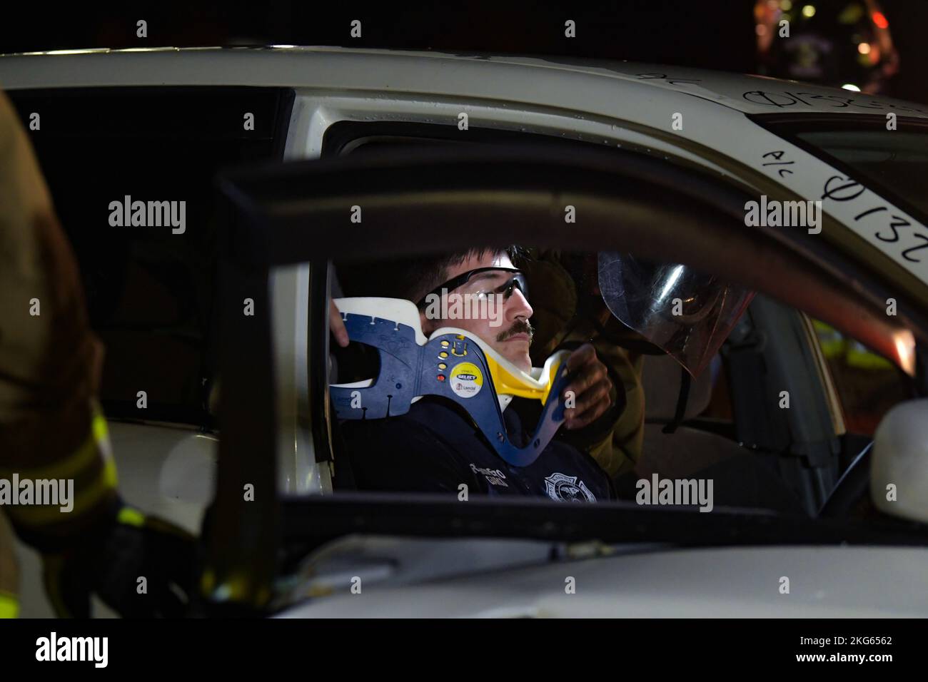 Tech. Sgt. Eloy Garcia, 18th Civil Engineer Squadron crew chief, sits ...