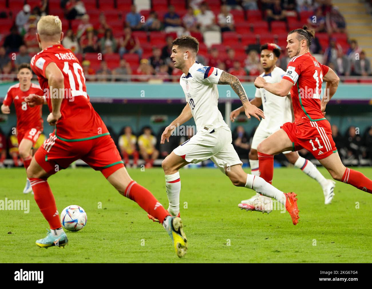Christian Pulisic of USA, Gareth Bale of Wales during the FIFA World ...
