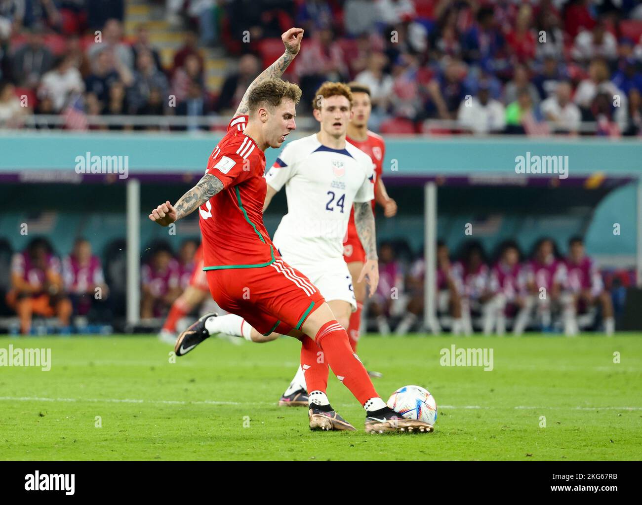 Joe Rodon of Wales during the FIFA World Cup 2022, Group B football ...