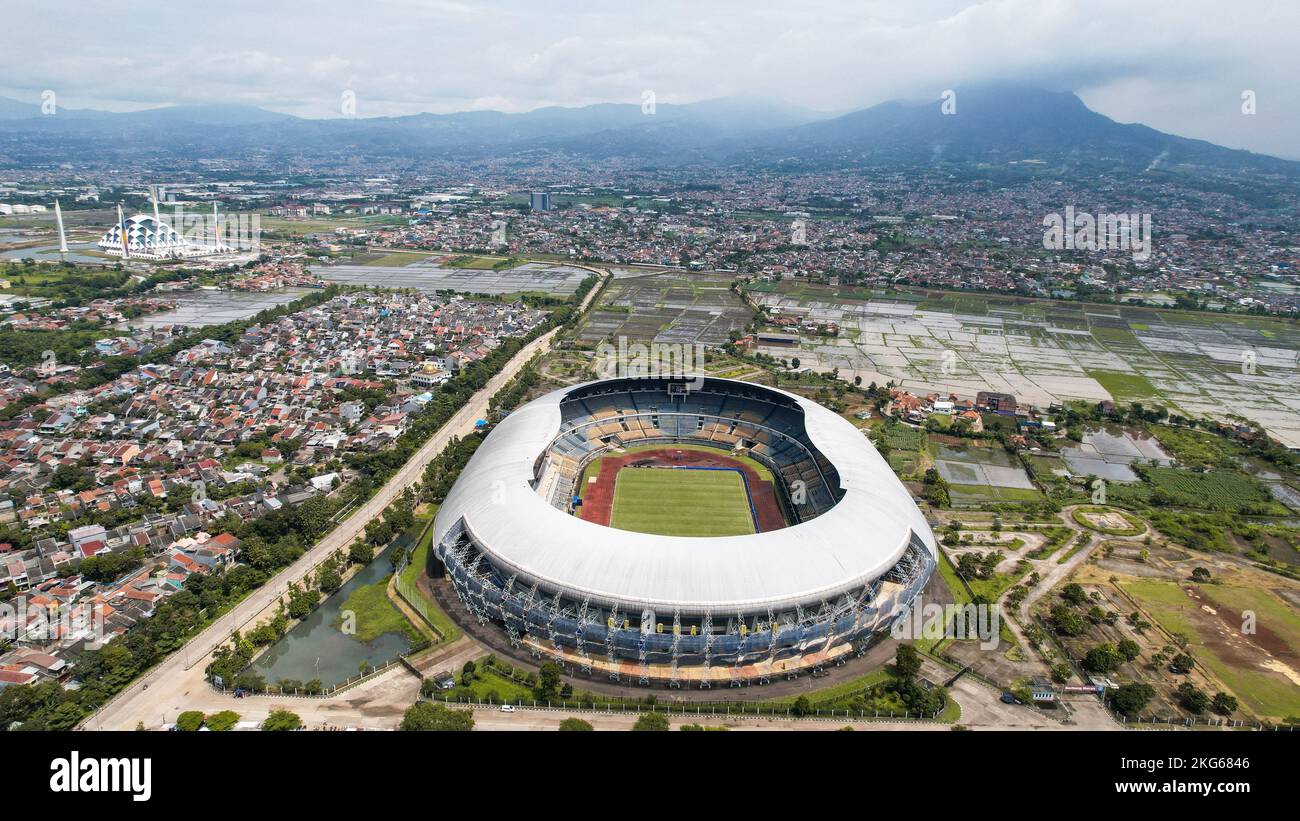 Aerial view of the Beautiful scenery Gelora Bandung Lautan Api (GBLA ...