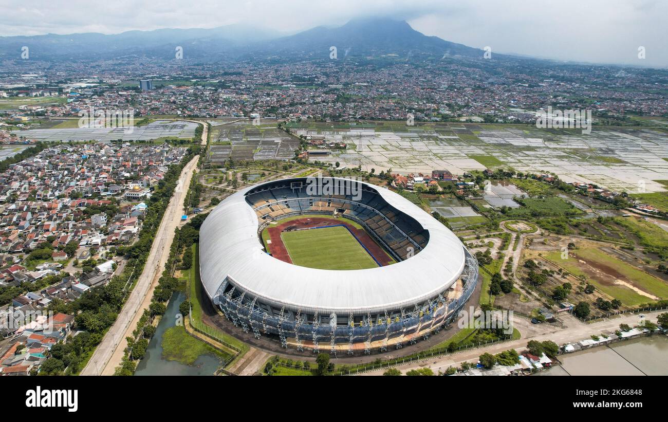 Aerial view of the Beautiful scenery Gelora Bandung Lautan Api (GBLA ...