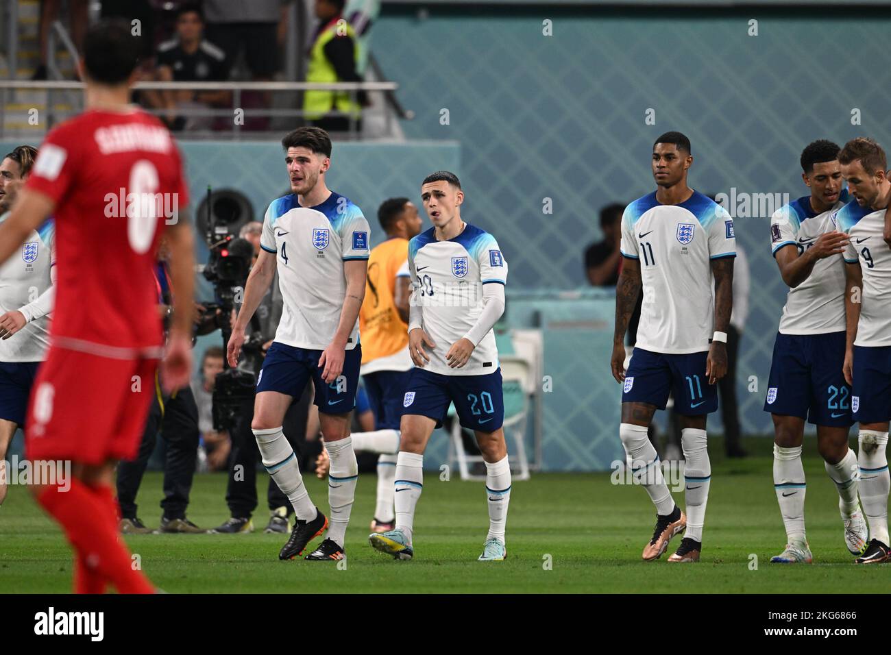 DOHA, Qatar. , . Declan Rice 4, Phil Foden 20, Marcus Rashford 11 ...