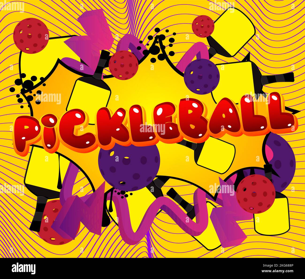 Pickleball. Word written with Children's font in cartoon style Stock ...