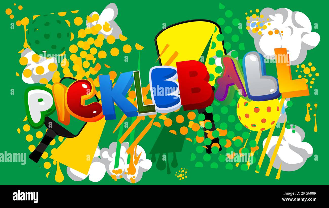 Pickleball. Word written with Children's font in cartoon style Stock ...