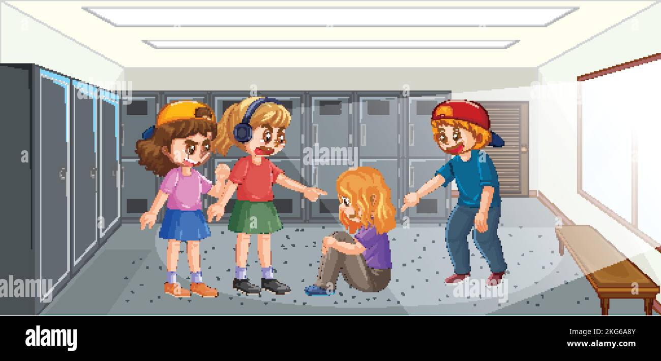 Bullying kids school scene illustration Stock Vector Image & Art - Alamy