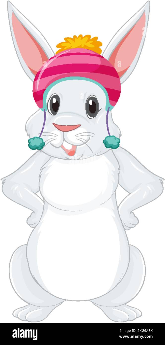 Cute white rabbit cartoon character illustration Stock Vector Image ...
