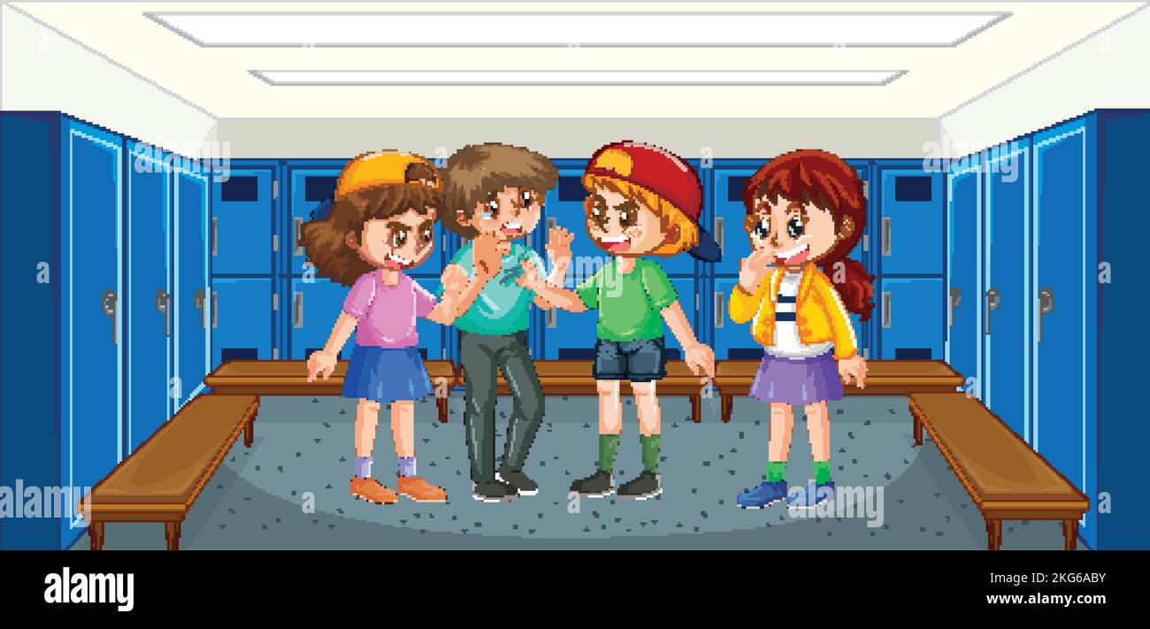 Bullying kids school scene illustration Stock Vector Image & Art - Alamy
