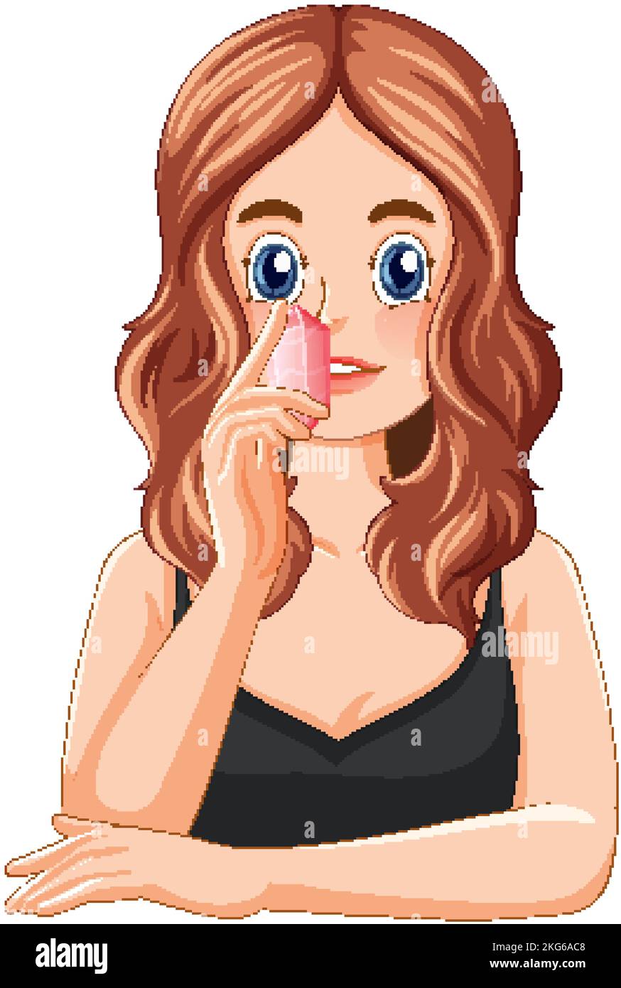 Portrait of a young woman with healing crystal illustration Stock ...