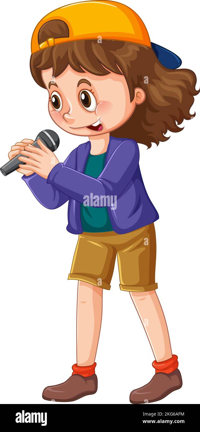 Singer girl cartoon character isolated illustration Stock Vector Image ...