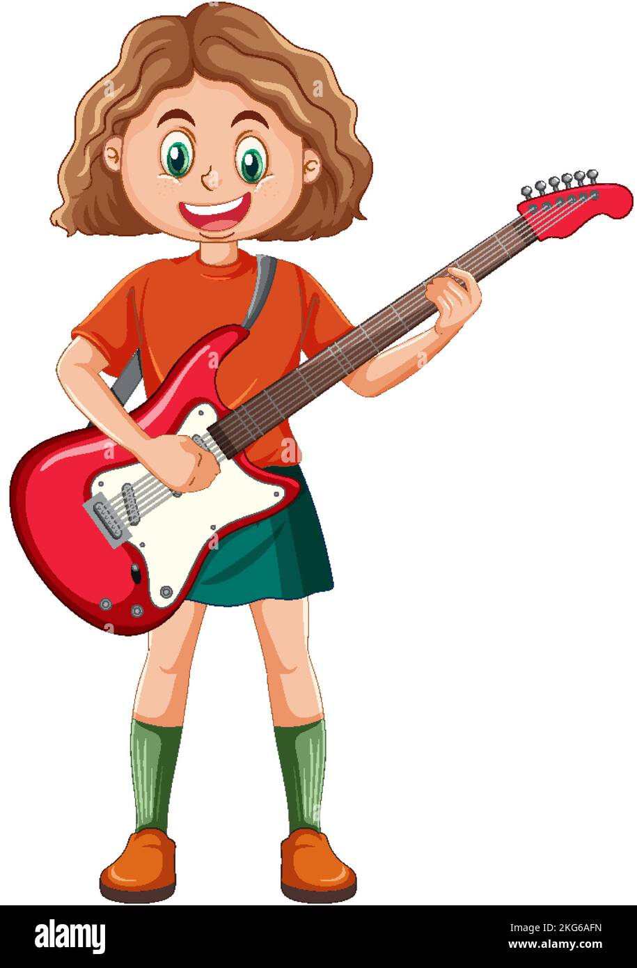Girl playing electric guitar vector illustration Stock Vector Image ...