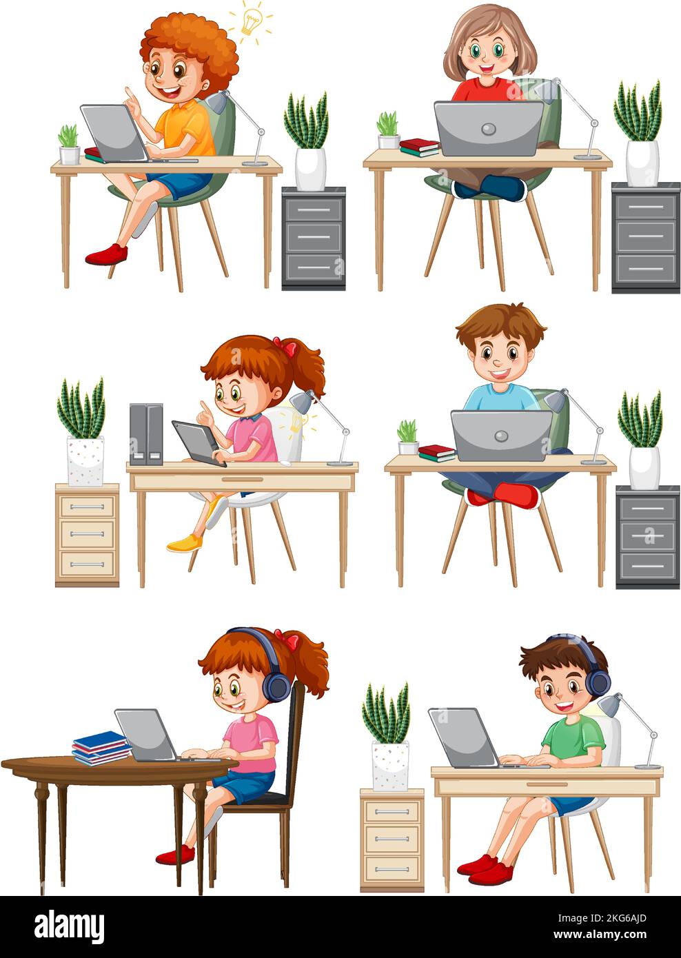 Different kids using computer illustration Stock Vector Image & Art - Alamy
