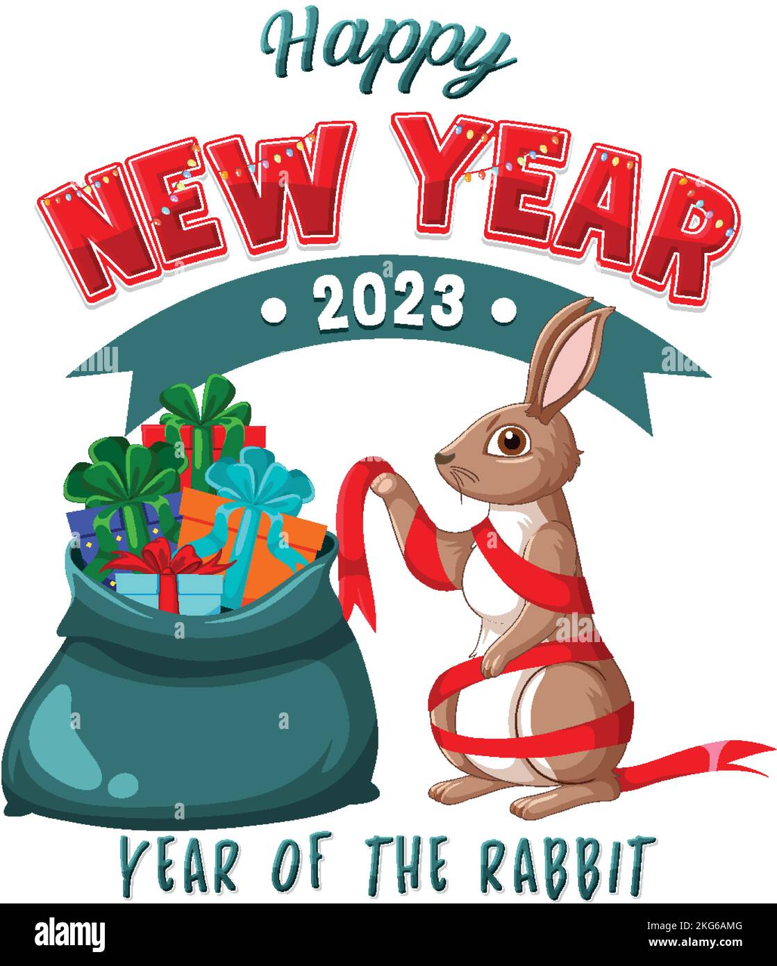 Year of the Rabbit Happy New Year Banner illustration Stock Vector ...