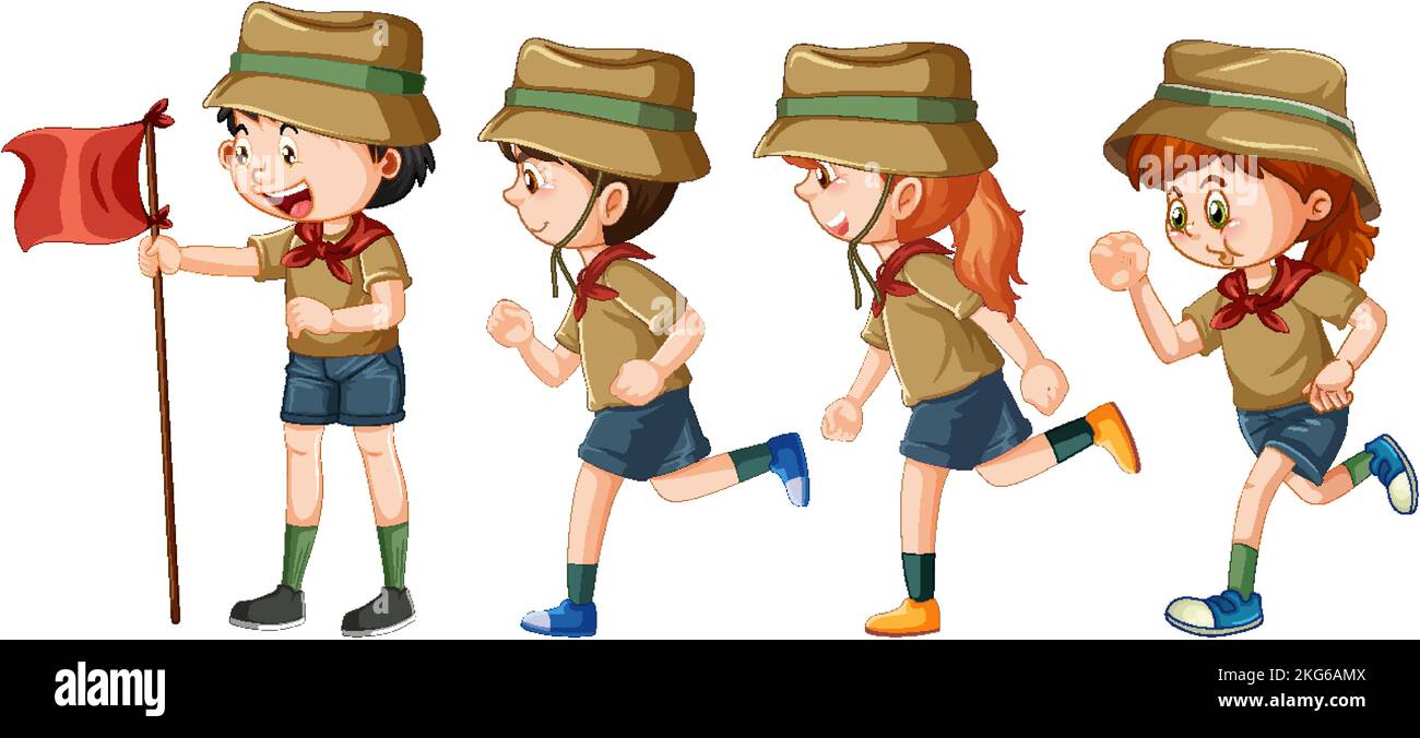 Scout kids walking in line illustration Stock Vector Image & Art - Alamy