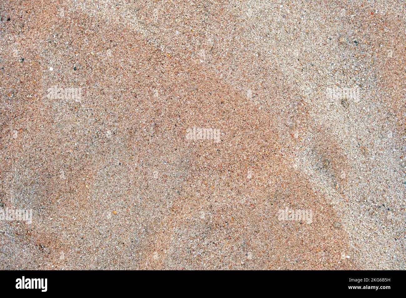 Flat view of clean yellow sand surface covering seaside beach. Sandy ...