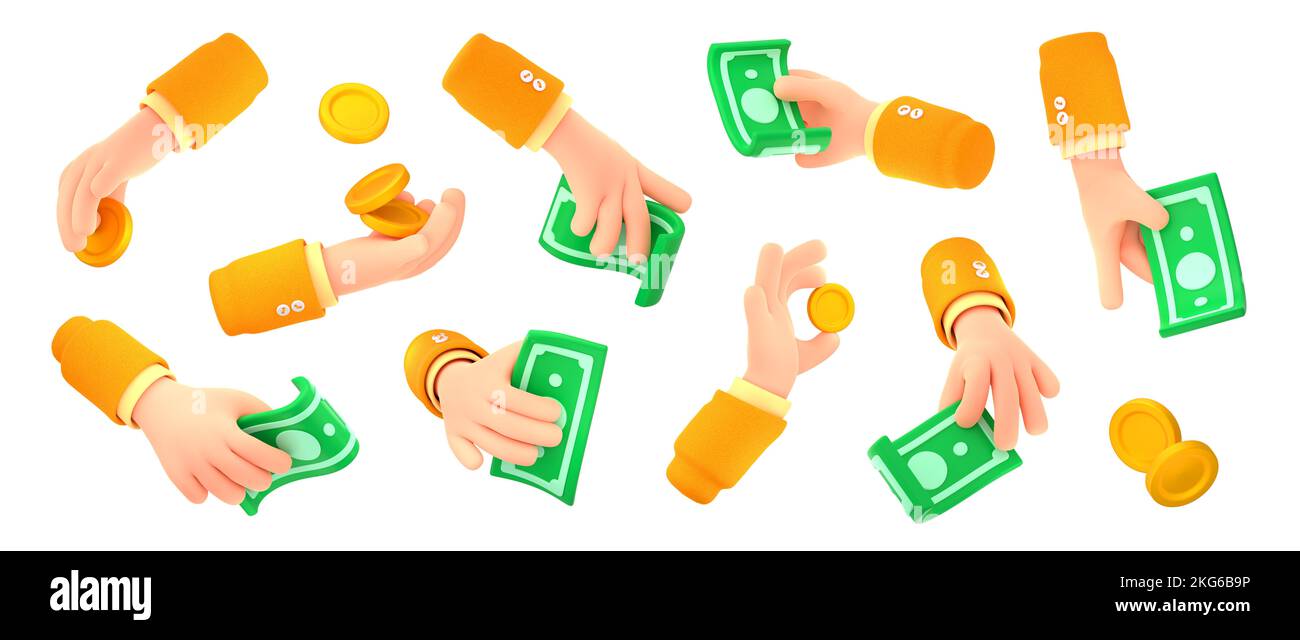 Man hand hold coins and paper cash money. Person hand with dollar ...