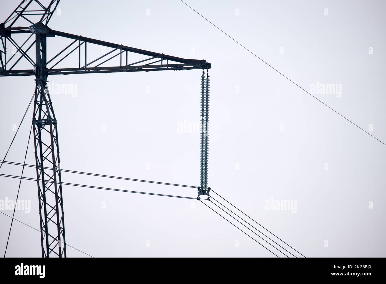 High voltage insulation string on steel pillar with electric power ...