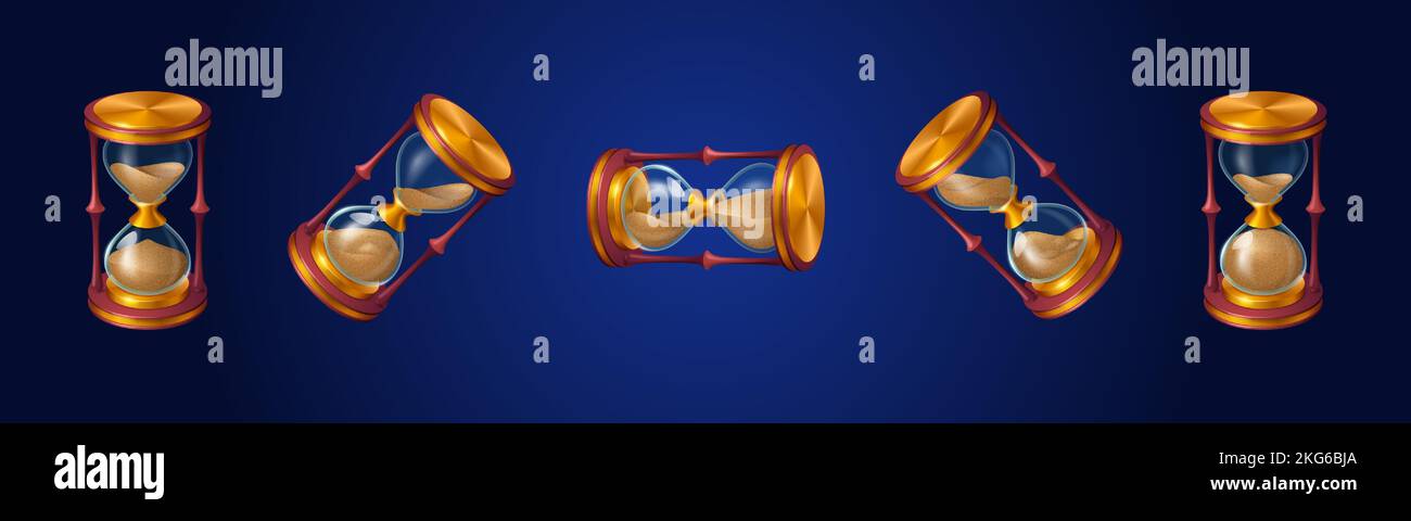 Hourglass rotation sprite sheet. Animation set of glass clock icons ...