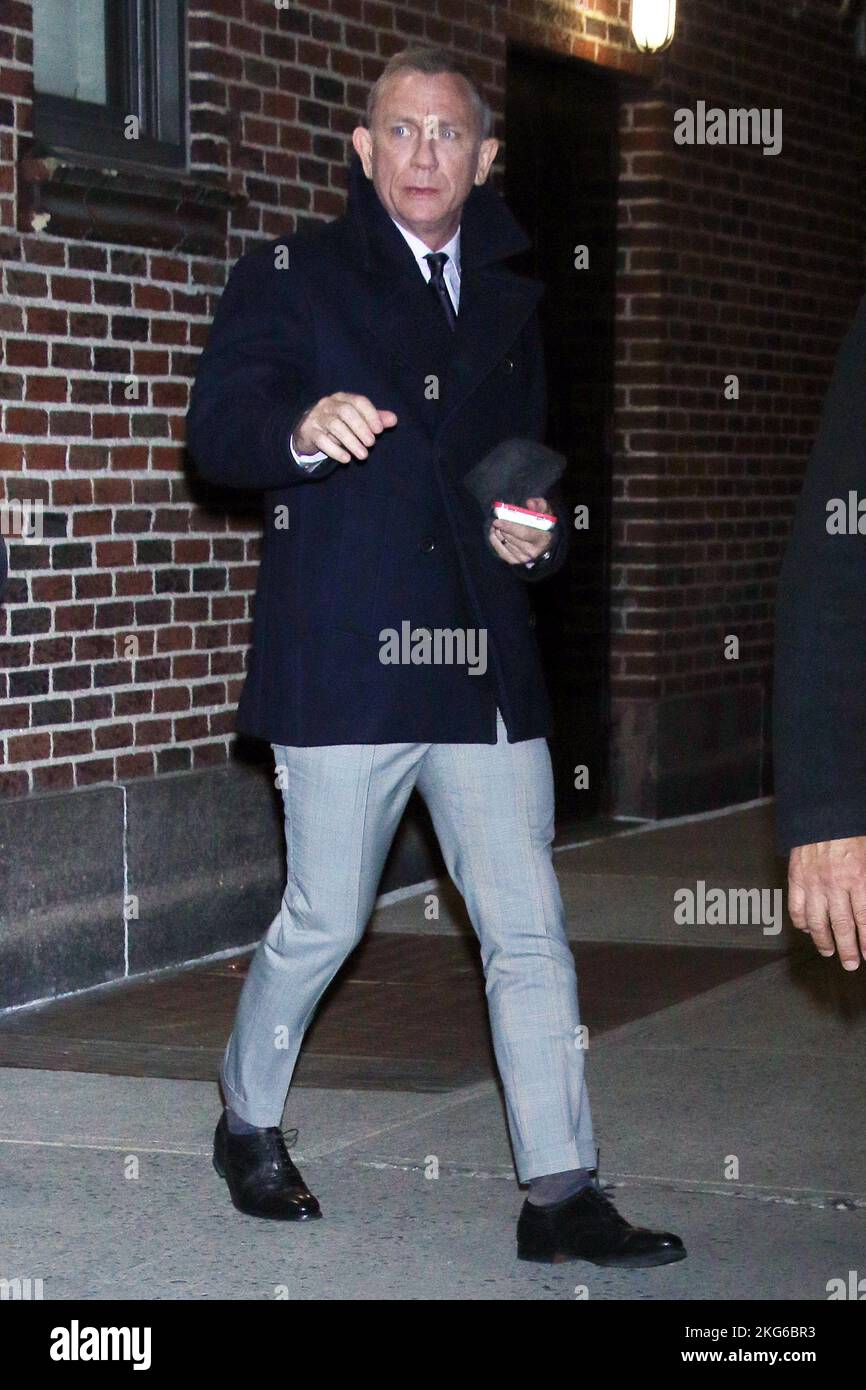 New York, NY, USA. 21st Nov, 2022. Daniel Craig seen at The Late Show ...