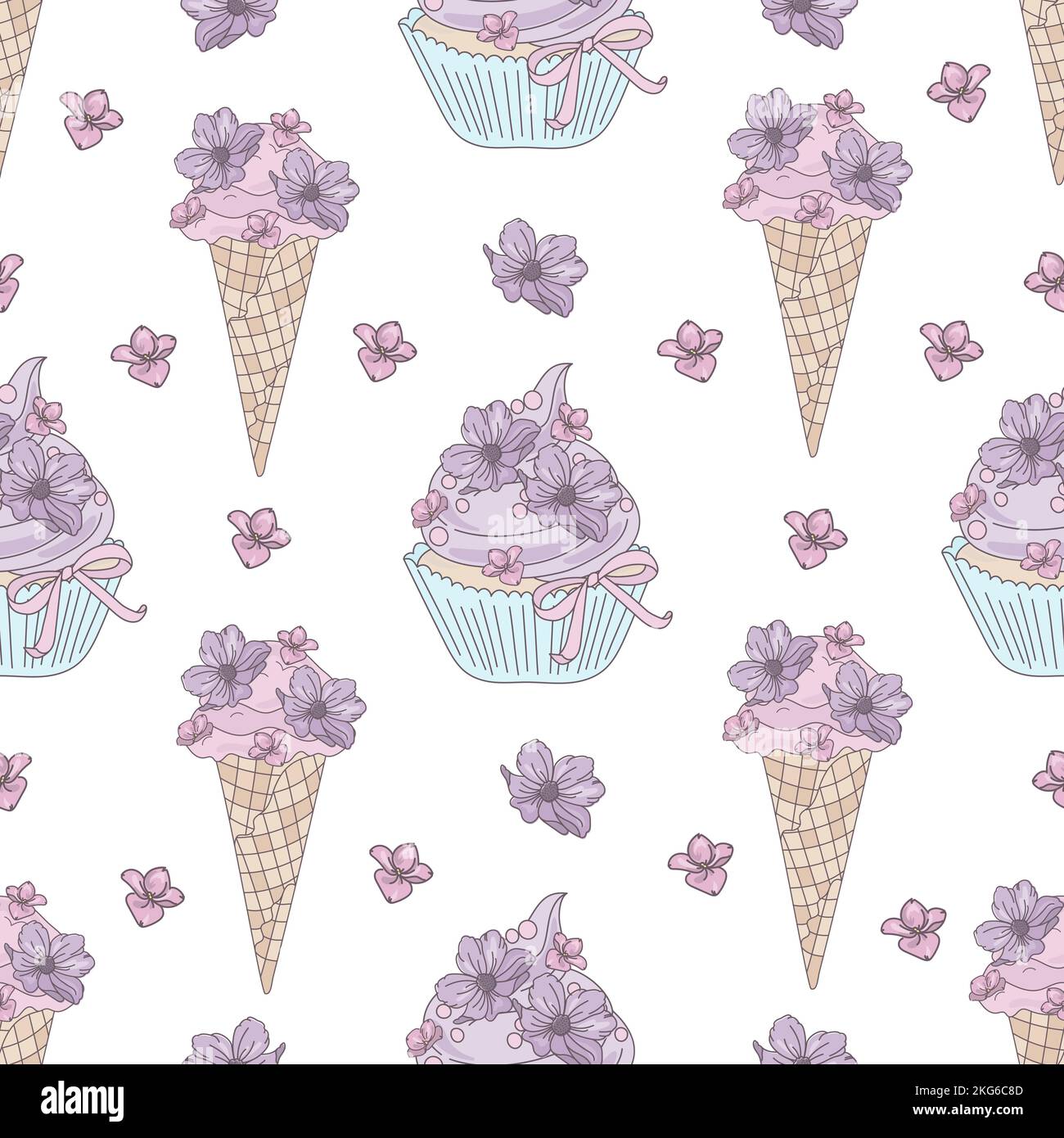 CAKE FLOWER Floral Wedding Birthday Party Holiday Cartoon Seamless ...