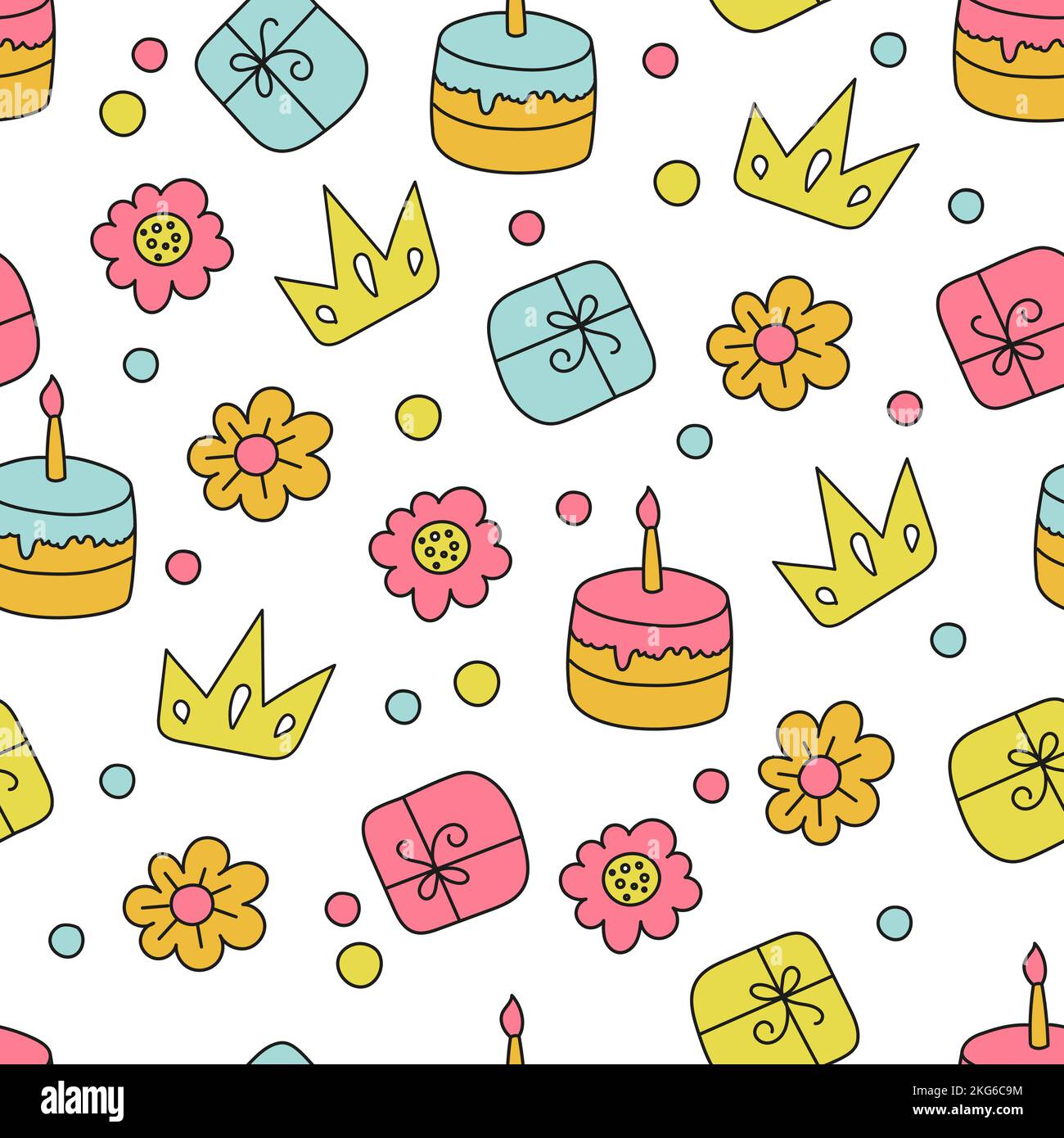 CAKES Comic Cartoon Seamless Pattern Vector Illustration For Print ...