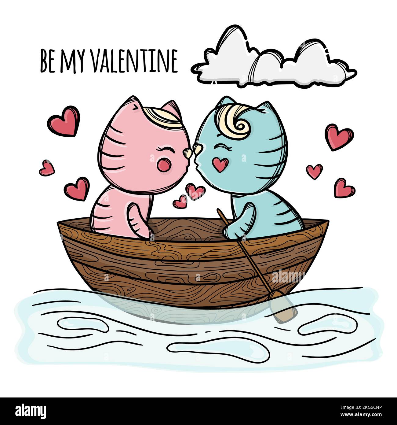 CAT KISS And Floating With His Sweetheart In Boat On The Water ...