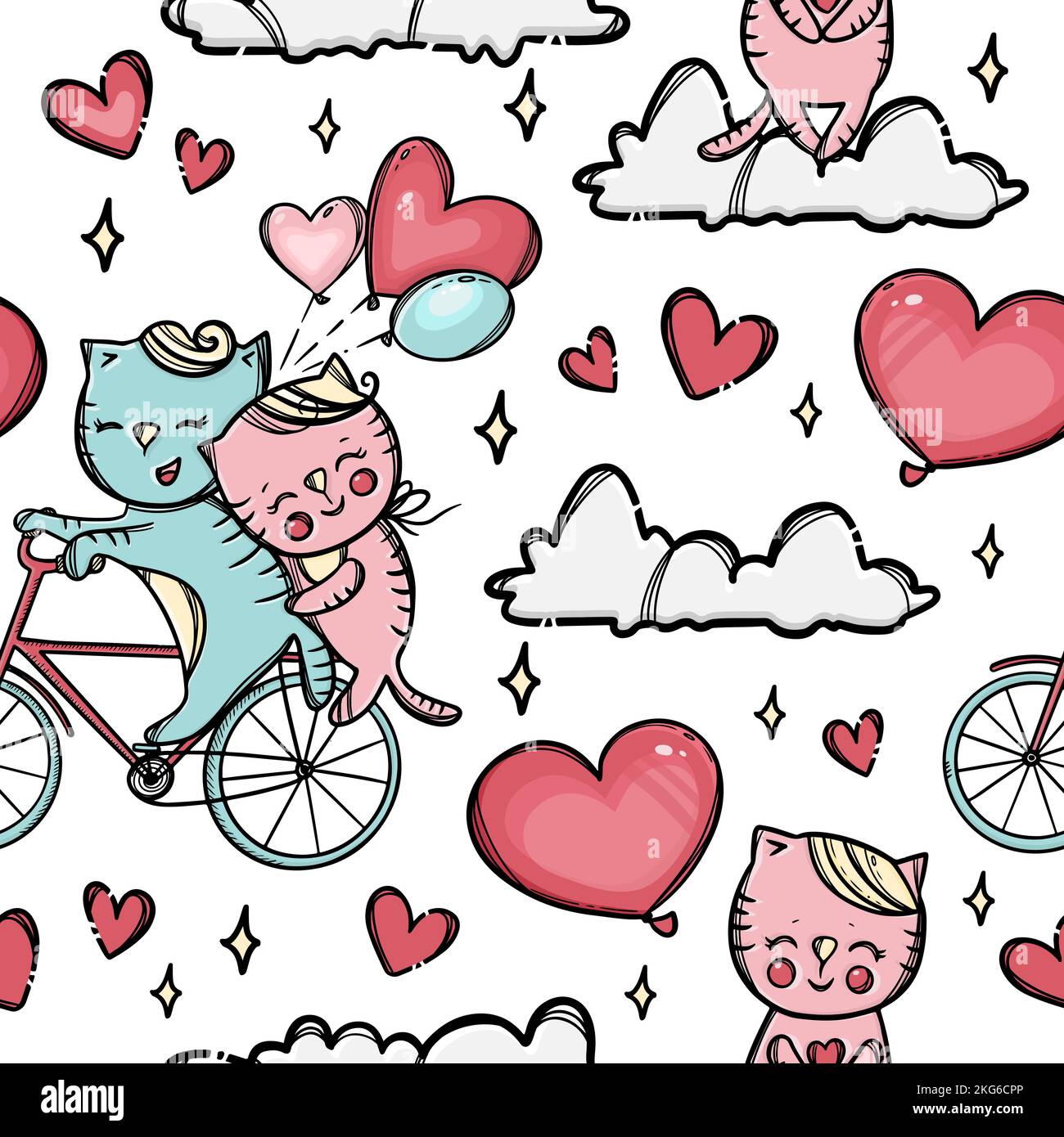 Cat riding a bike drawing Stock Vector Images - Alamy