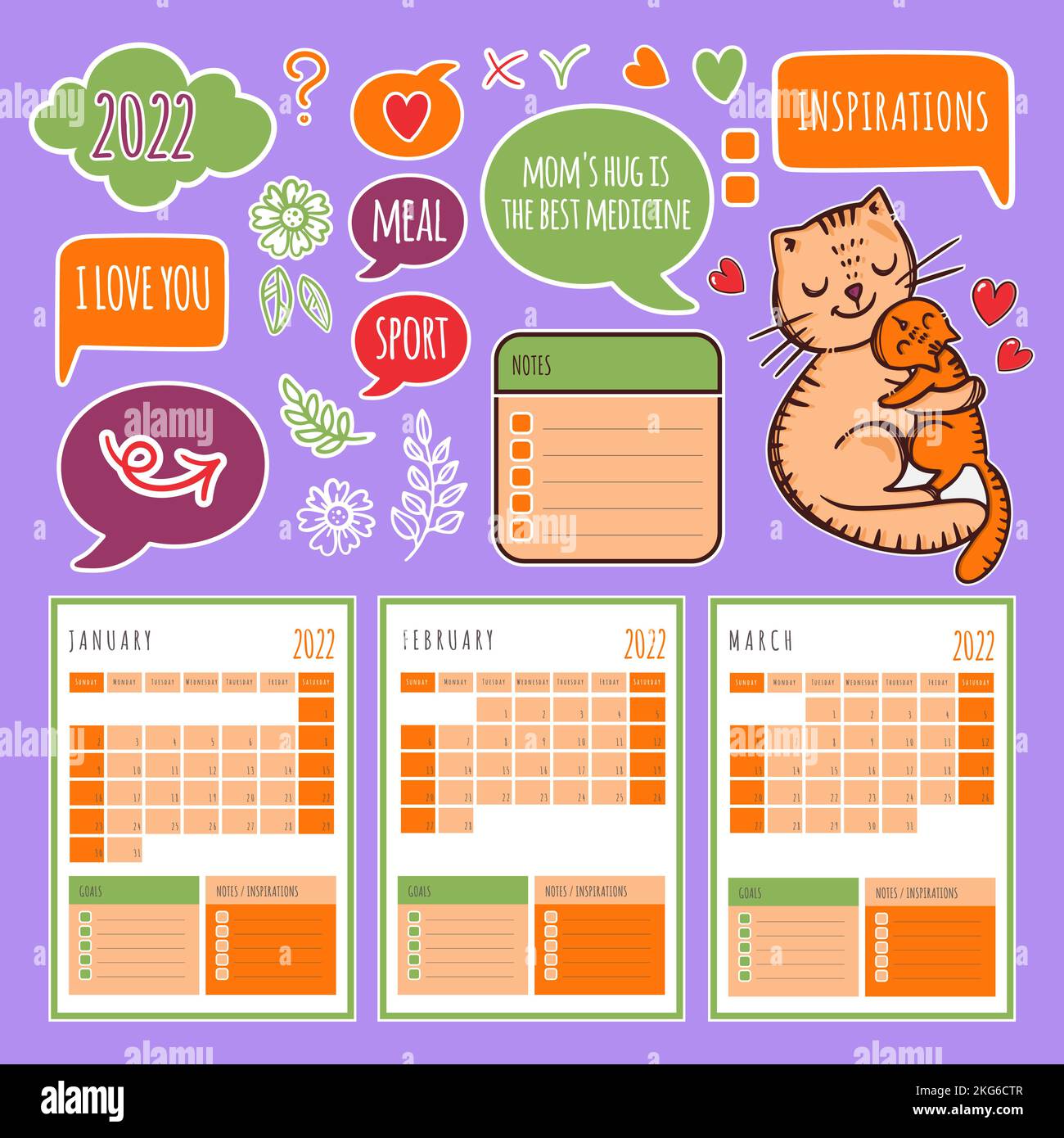 CAT PLANNER WINTER 2022 Template Schedule And Collection With Design ...