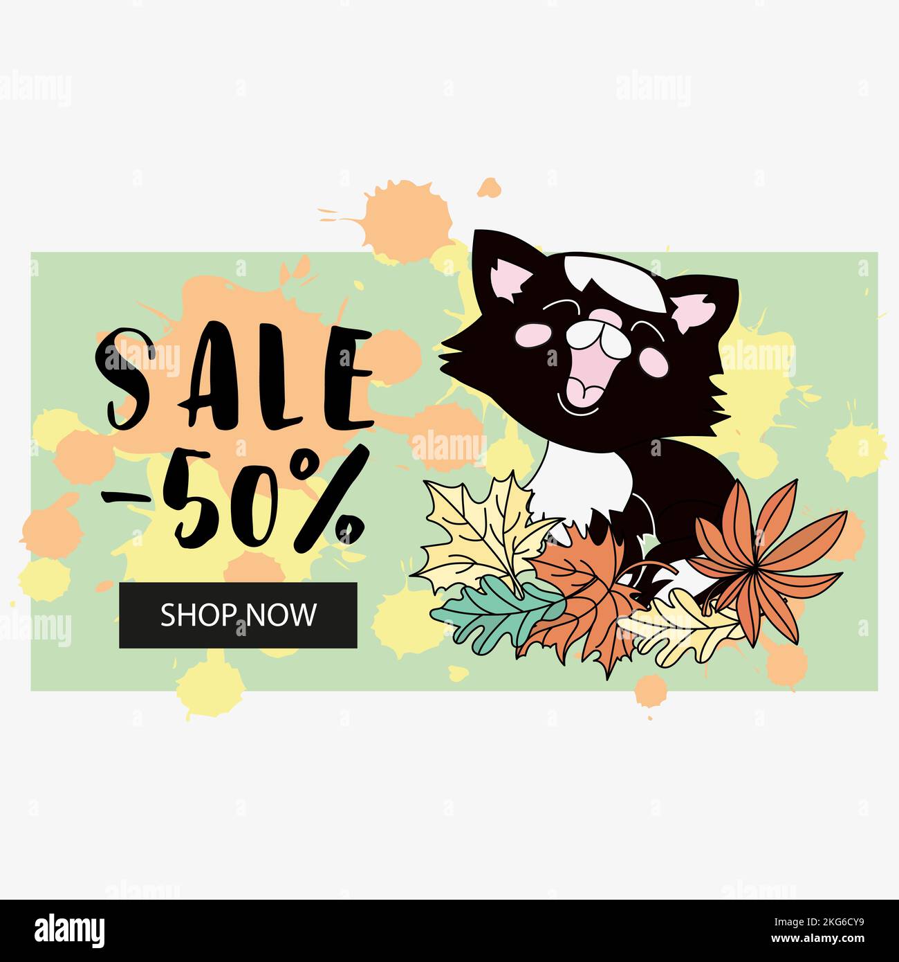 CAT SALE BANNER Business Cartoon Animal Vector Illustration Set For ...