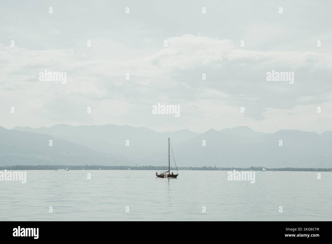 An aerial view of boat floating in sea Stock Photo - Alamy